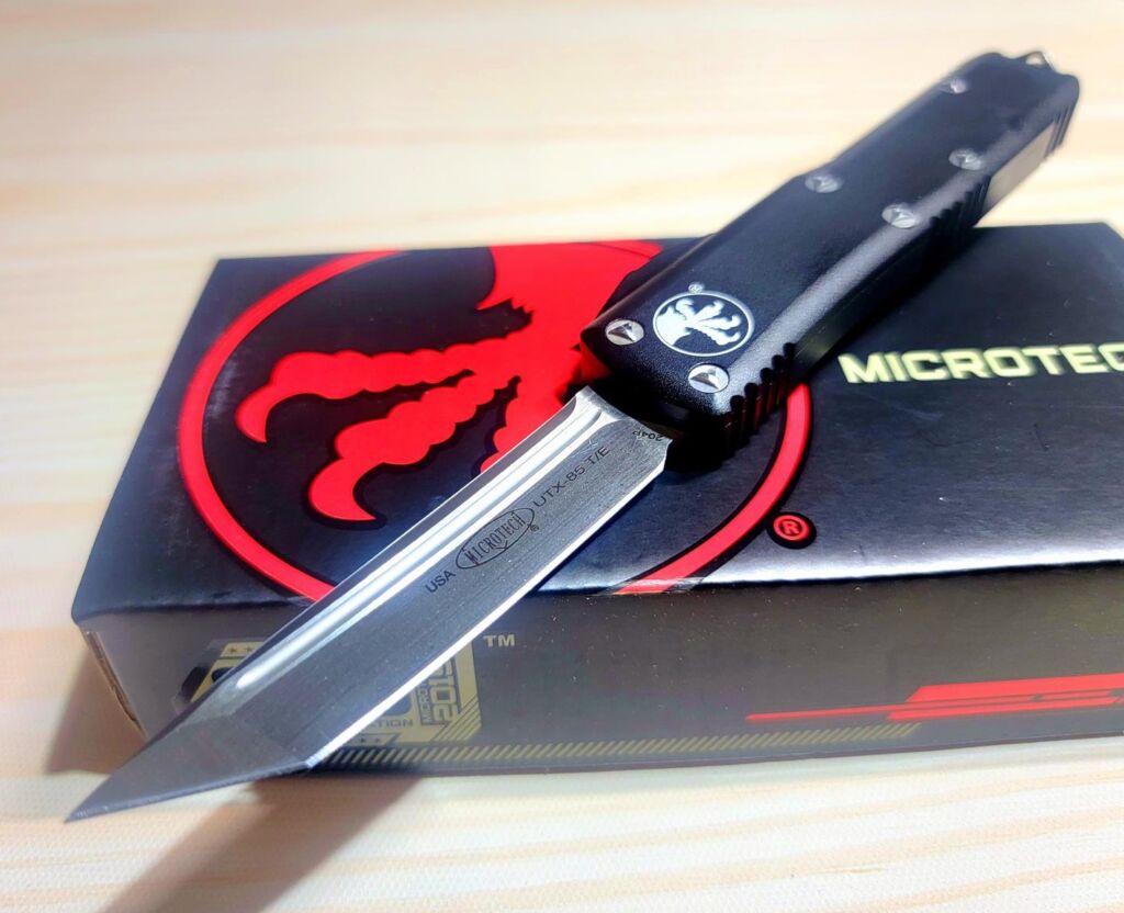 Microtech UTX-85 Tanto Edge Satin OTF Knife (SV-BK) – K2 Store