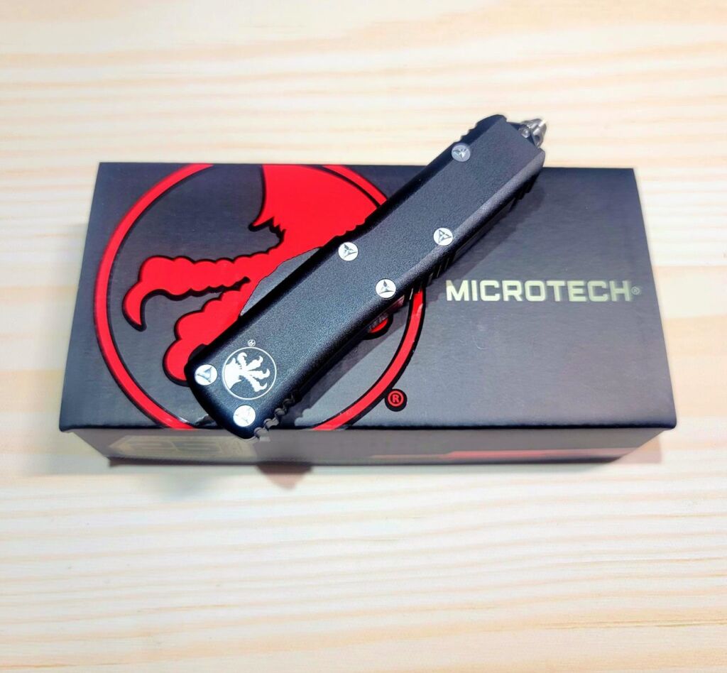 Microtech UTX-85 Tanto Edge Satin OTF Knife (SV-BK) – K2 Store